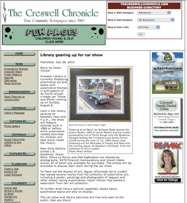 Automotive Art Display At Creswell Library – AutomotiveArtists.com